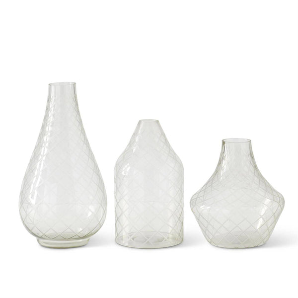 Etched Clear Glass Vase - 3 styles | The Preppy Bunny