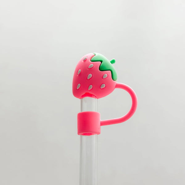 Pink Strawberry Straw Cover 10MM | The Preppy Bunny