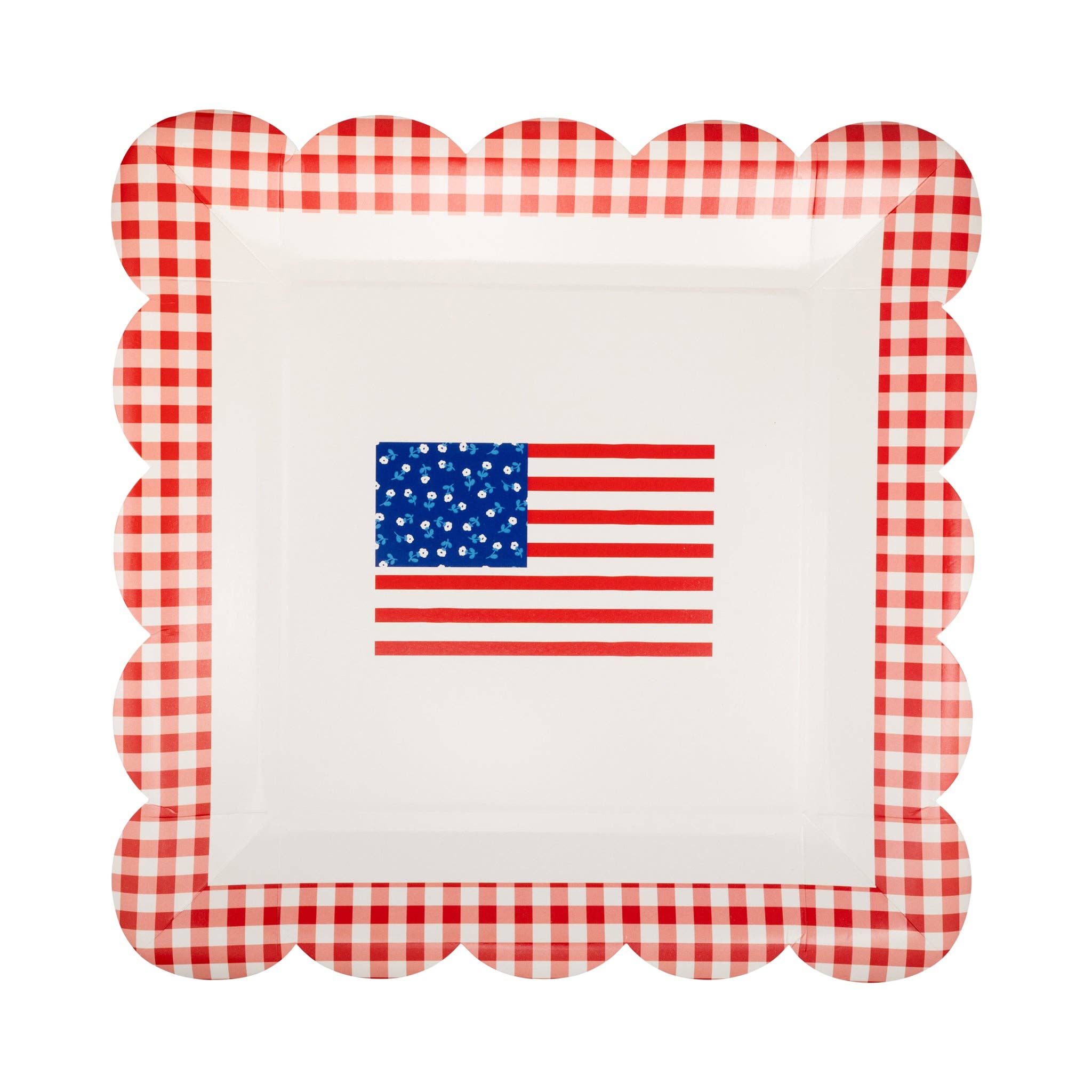 Gingham Flag Paper Plates - 10"