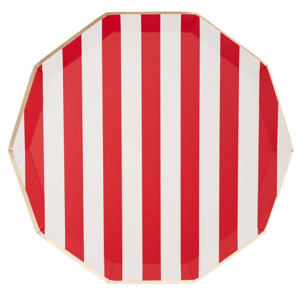 Cherry Red Signature Stripe Paper Plates | The Preppy Bunny