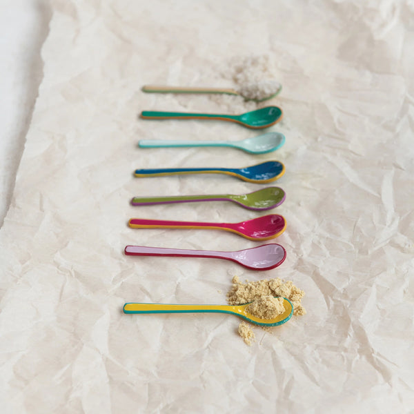 Enameled Stainless Steel Salt Spoon with Colored Edge, 8 Styles